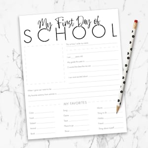 Homeschool Questionnaire Printable My First Day of School Questions for ...