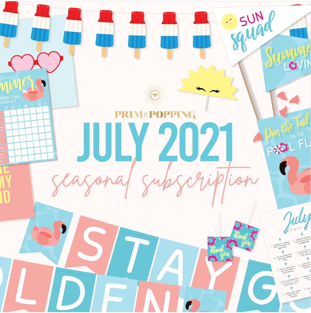 Summer Printable Bundle - July Outdoor Pool Party Seasonal & Holiday ...