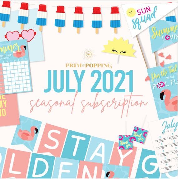 Summer Printable Bundle July Outdoor Pool Party Seasonal & - Etsy