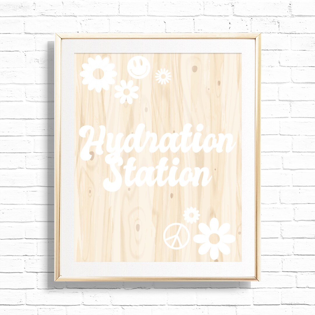 Hydration Station Sign - Printable Boho Wooden Happy Face Birthday ...