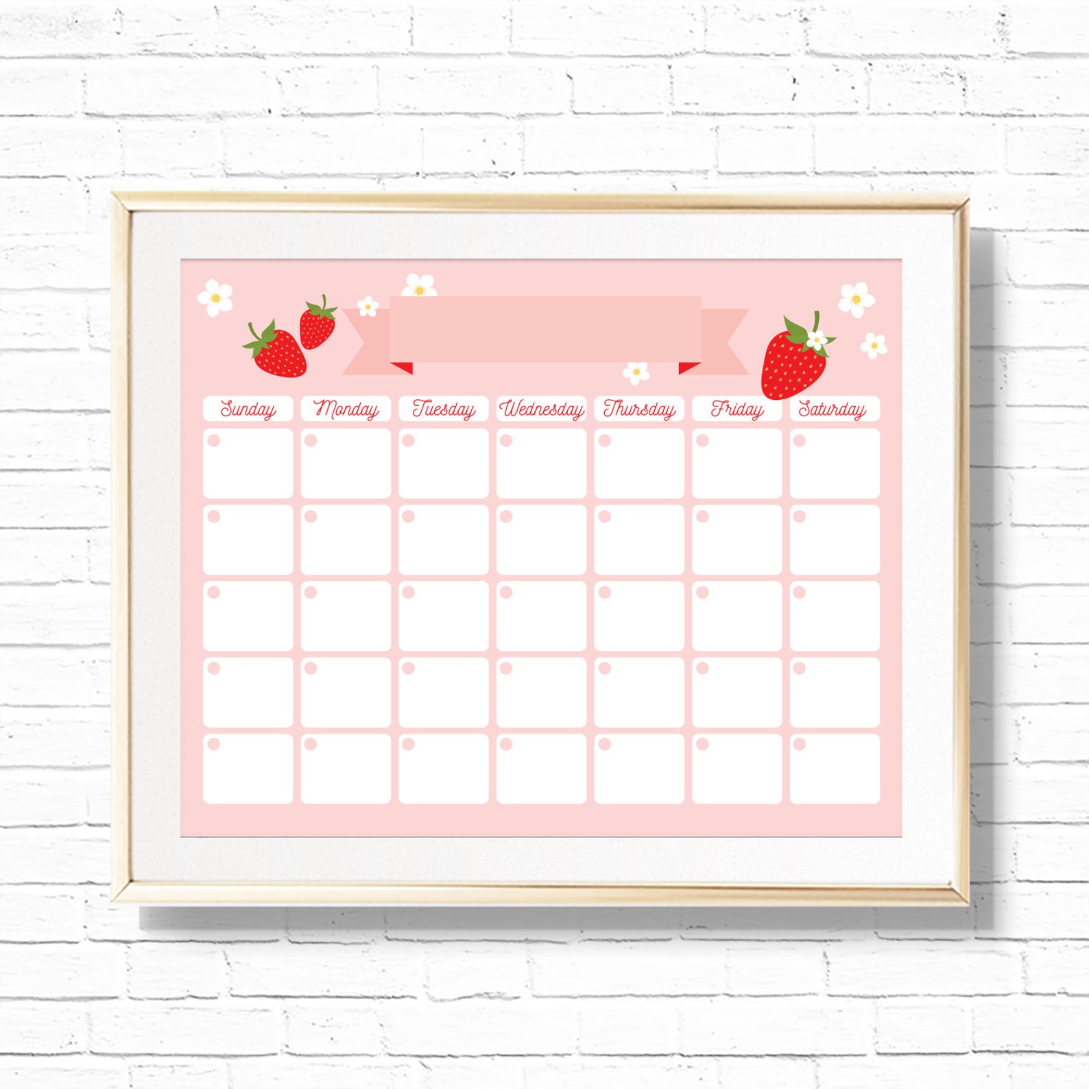 Strawberry Calendar - Printable Open Monthly Desk to Do Planner ...