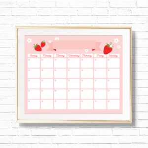 Strawberry Calendar - Printable Open Monthly Desk to Do Planner ...