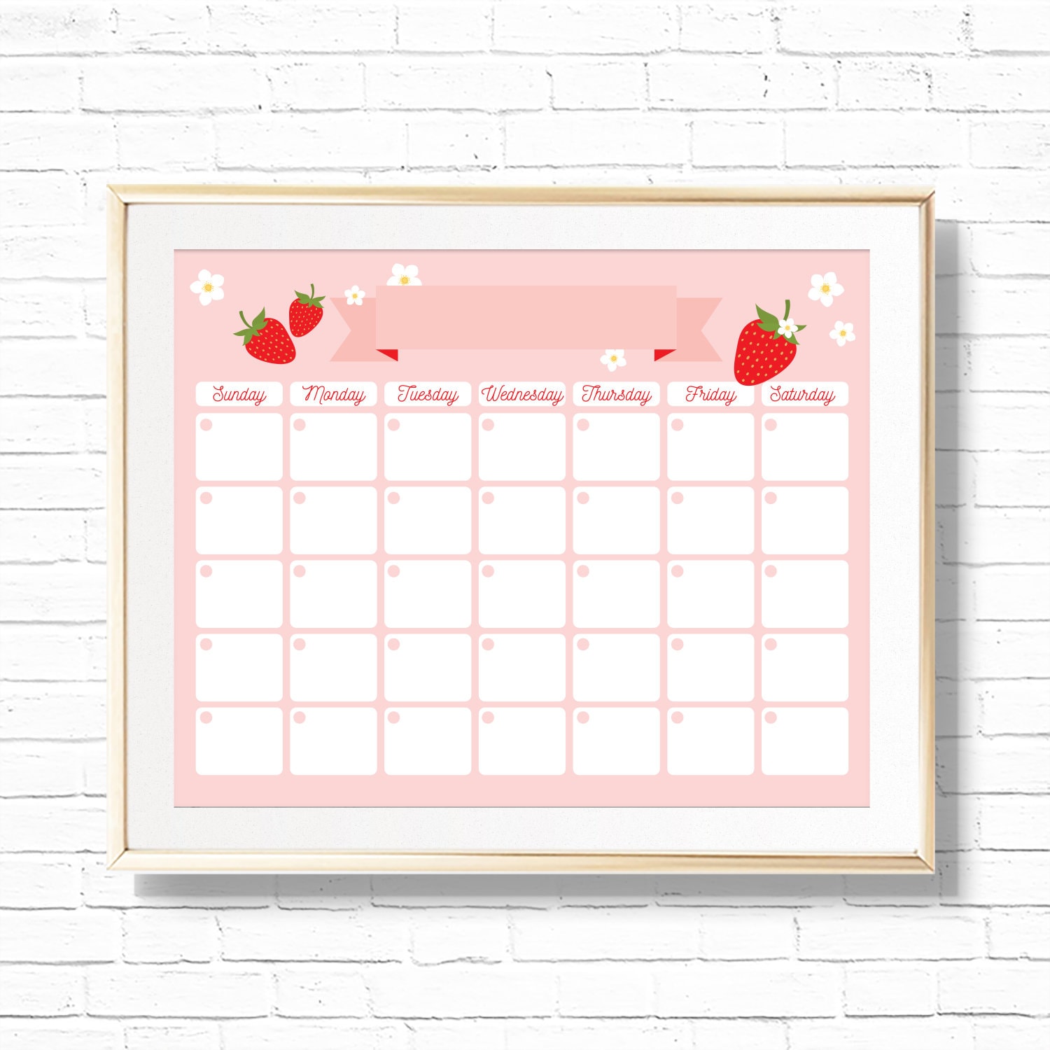 Strawberry Calendar - Printable Open Monthly Desk to Do Planner ...