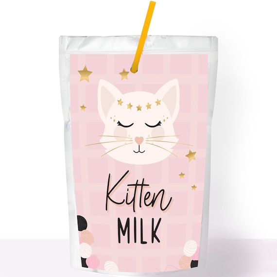 Cat Juice Pouch Label Printable Boho Kitty Cat Juice Box Tag | Etsy
