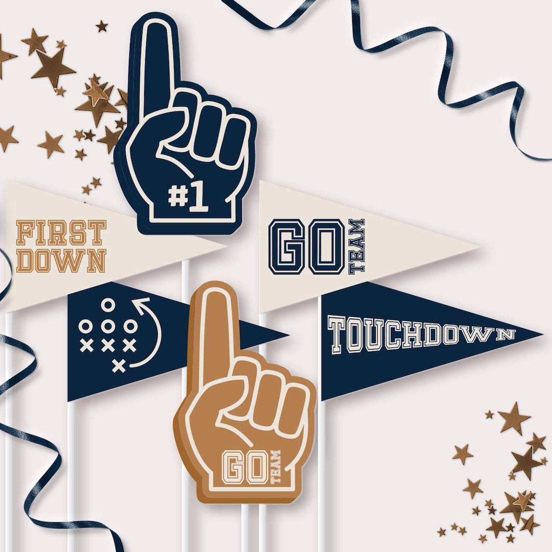 Football Pennant Flags Printable Go Sports Team Birthday Party ...