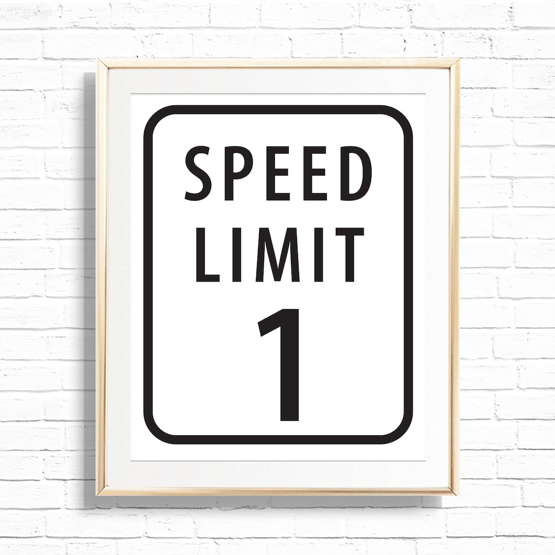 Speed Limit Sign - Printable Personalized Vintage Race Car 1st Birthday ...