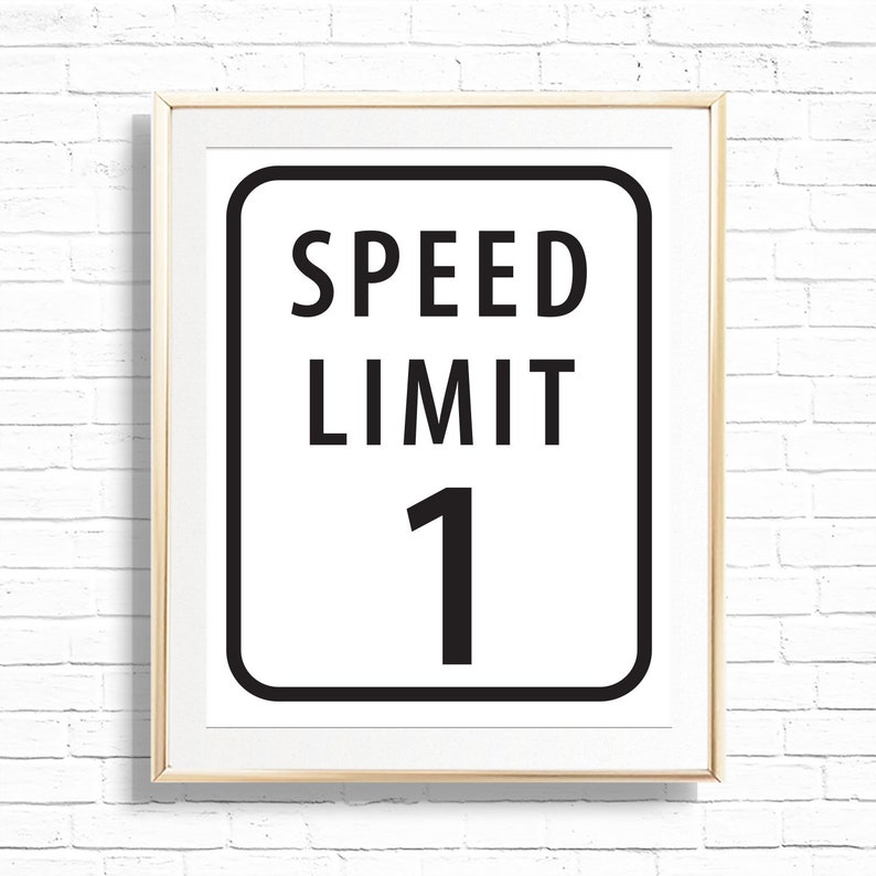 Speed Limit Sign Printable Personalized Vintage Race Car 1st - Etsy