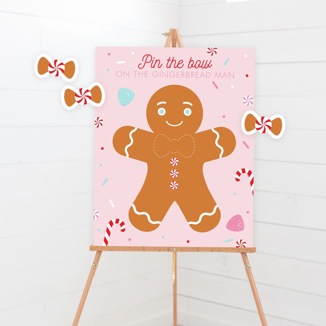 Pin The Bow On The Gingerbread Man Game Printable Pin The Etsy