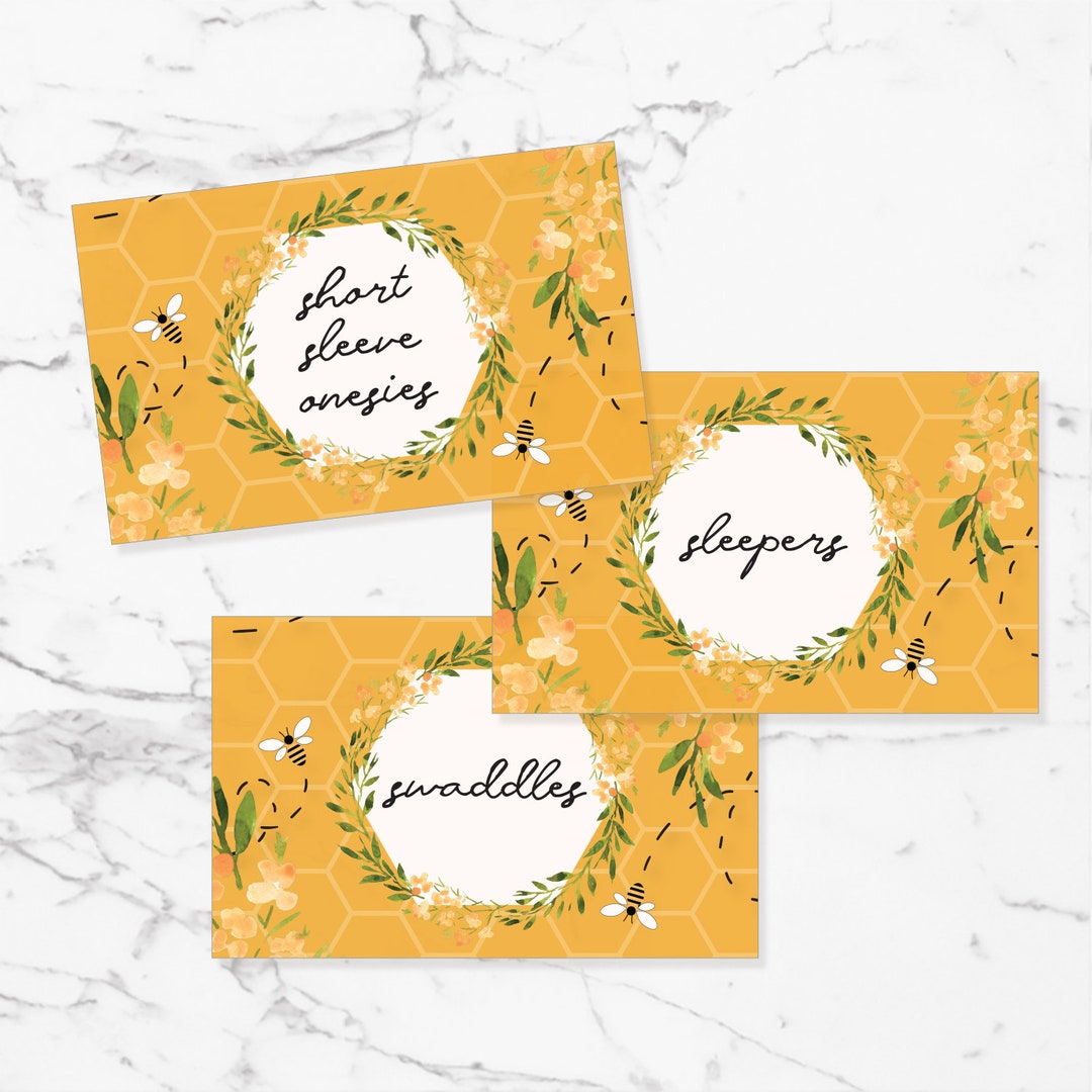 Nursery Drawer Labels - Printable Honey Bee Bumblebee Baby Closet ...