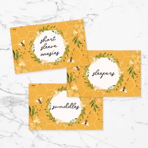 Nursery Drawer Labels - Printable Honey Bee Bumblebee Baby Closet ...