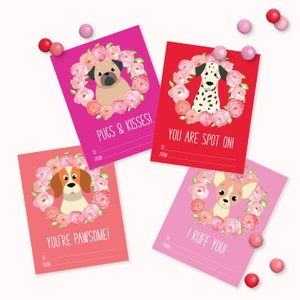 Dog Valentines Day Cards - Printable Puppy Kids Valentines - Pet Lover ...