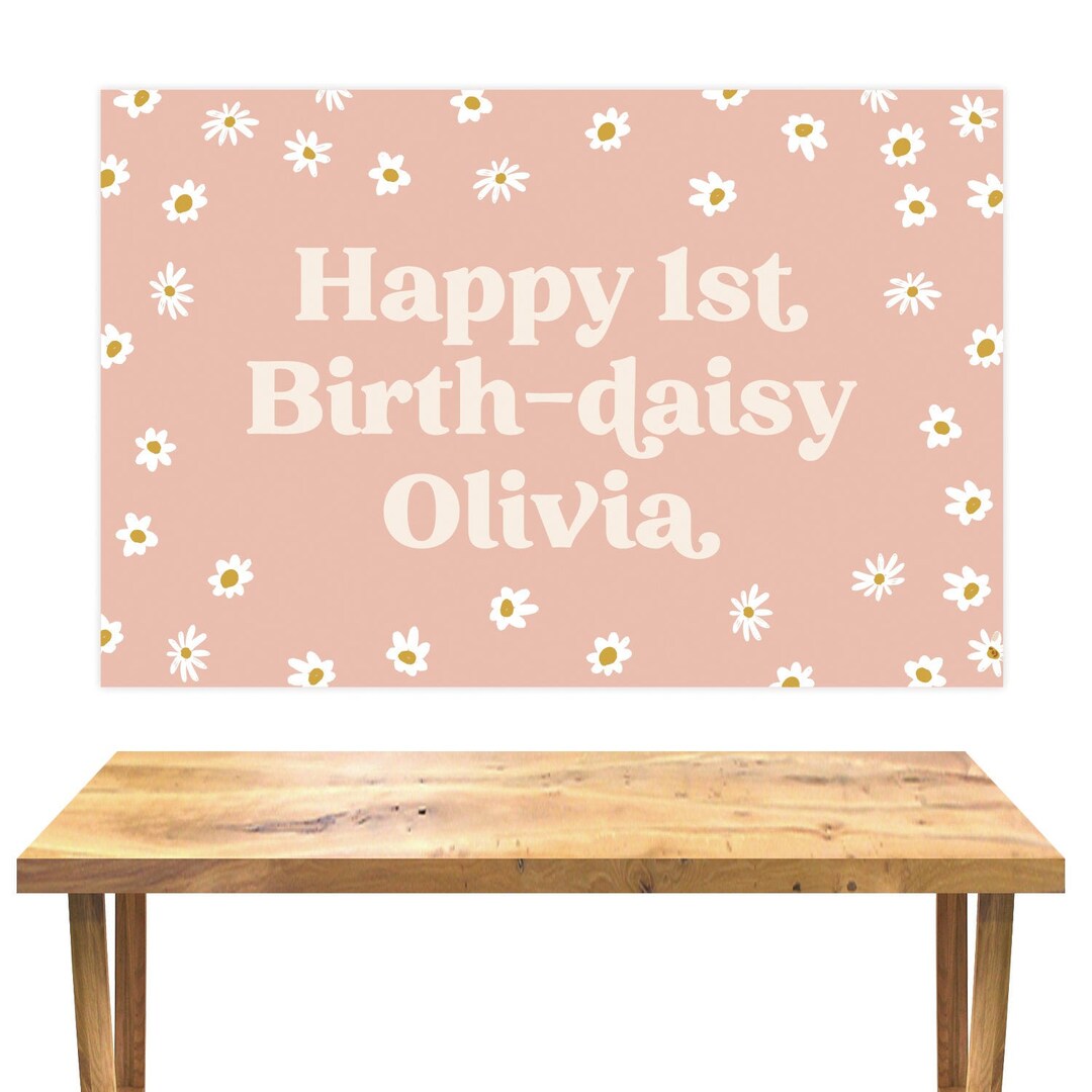Daisy Birthday Backdrop - Printable Boho Birth-daisy Theme Party Poster ...