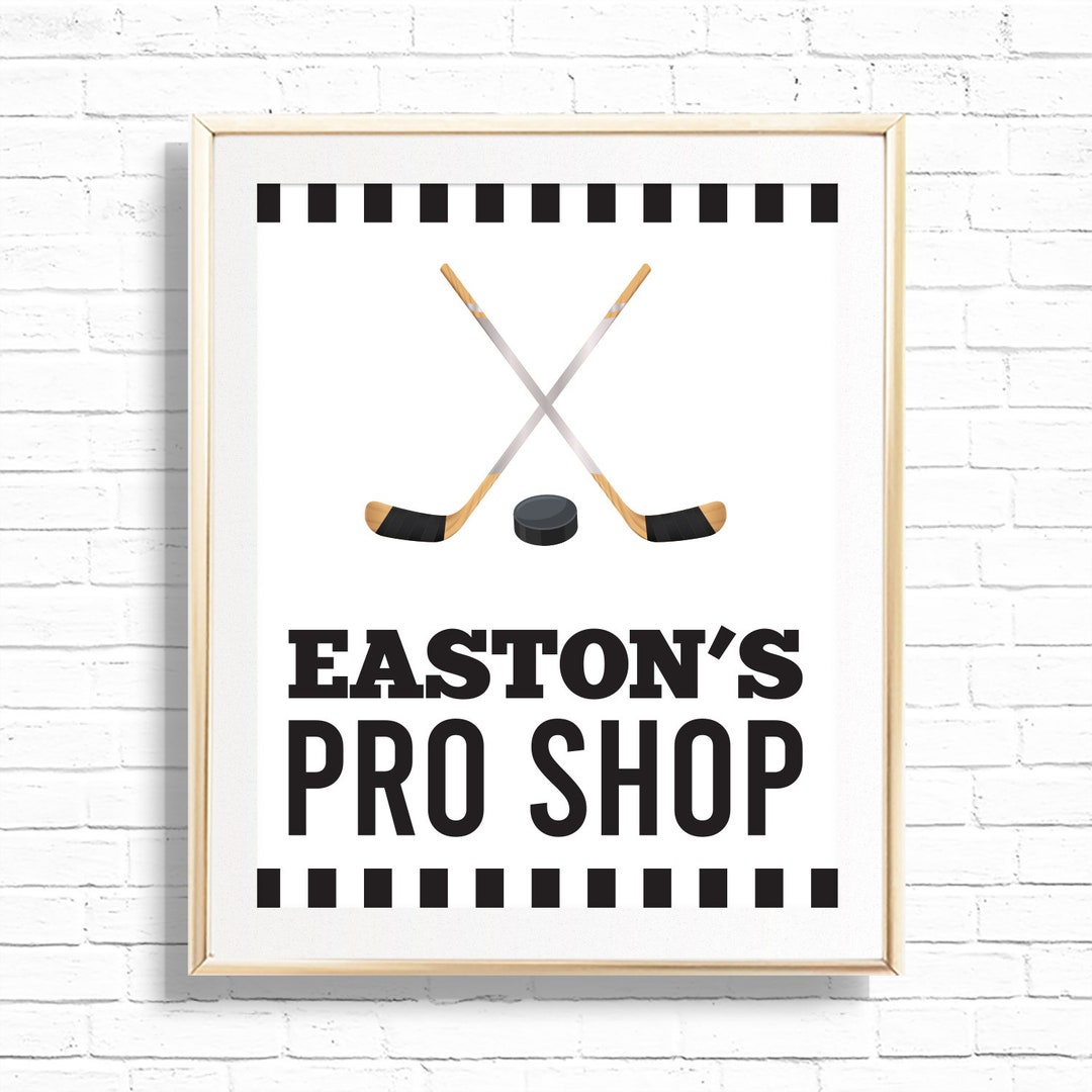 Pro Shop Sign - Printable Personalized Hockey Ice Skating 1st Birthday ...