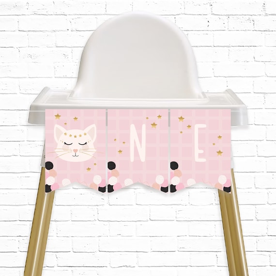 Cat Highchair Banner Printable Boho Kitty Cat ONE 1st | Etsy