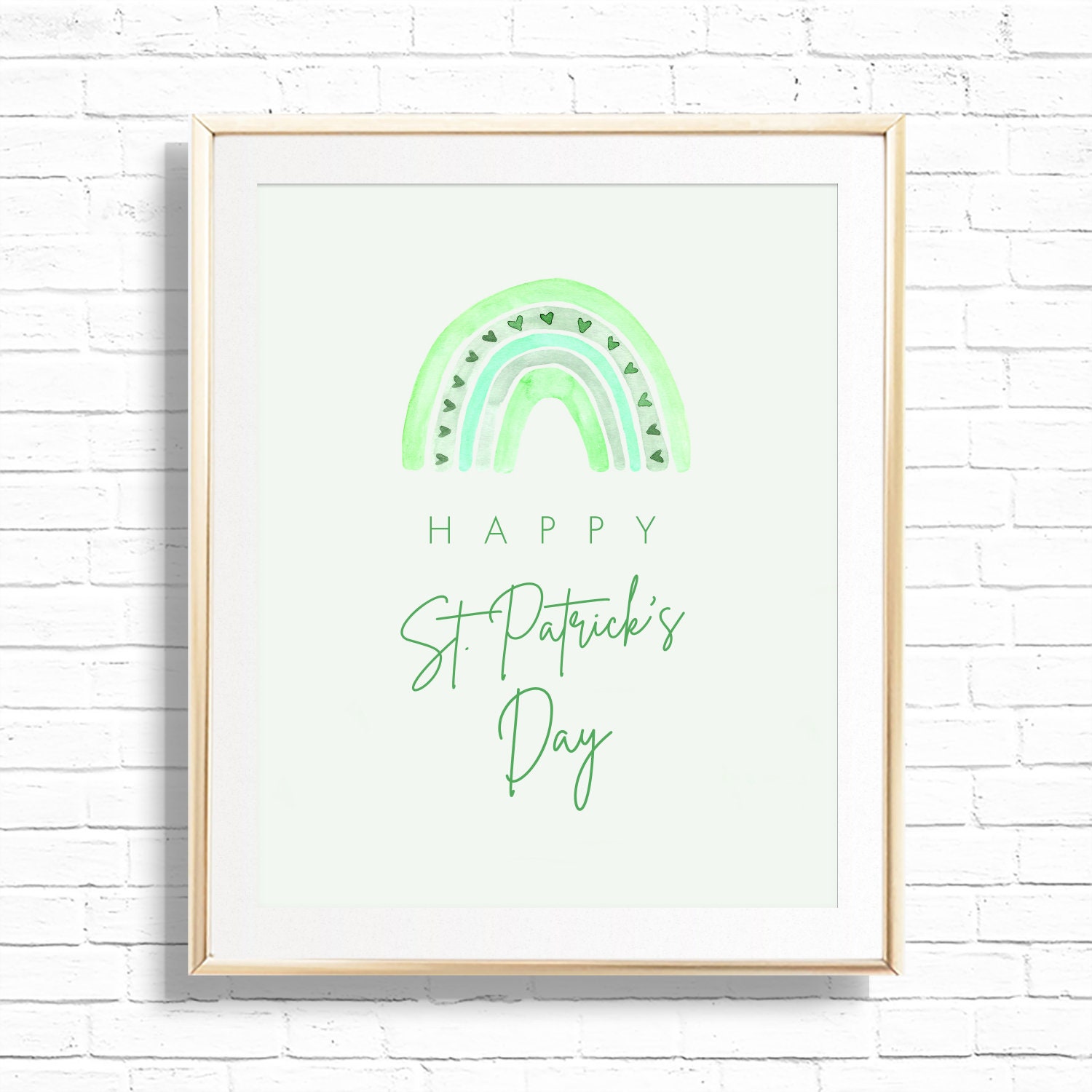 St. Patrick's Day Green Rainbow Art Print - Printable St. Paddys Wall ...