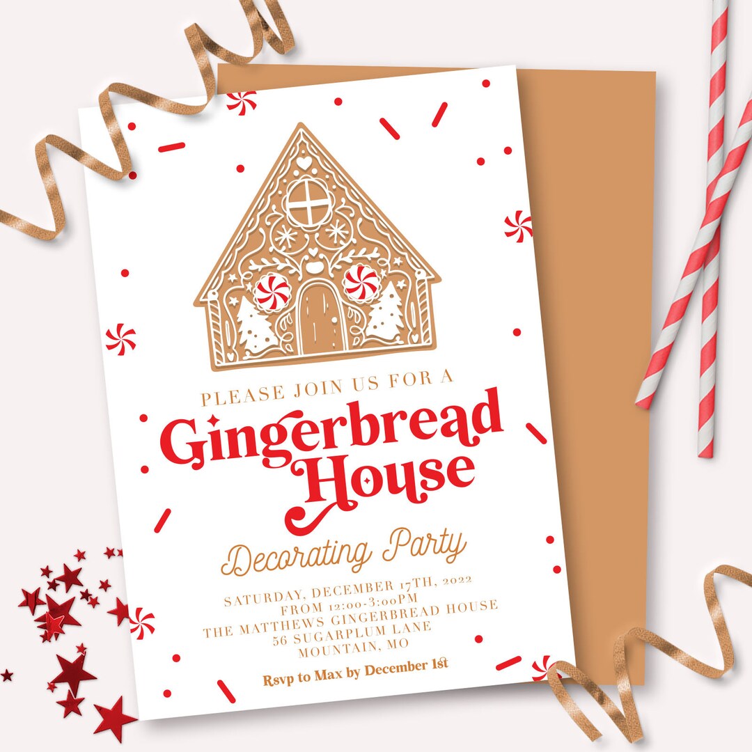 Gingerbread House Invitation - Printable Nordic Christmas Gingerbread ...