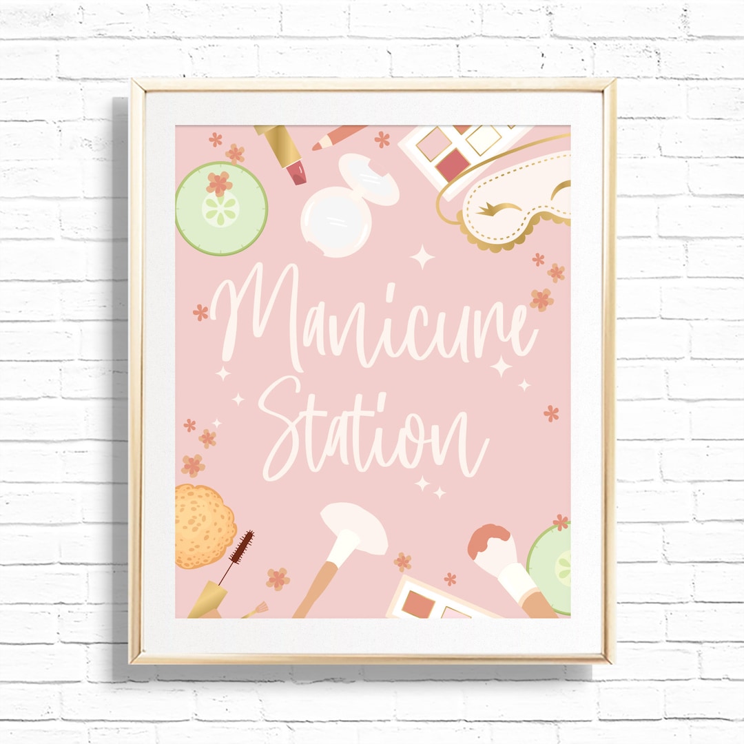 Manicure Station Sign - Printable Spa & Makeup Beauty Glamour Birthday ...