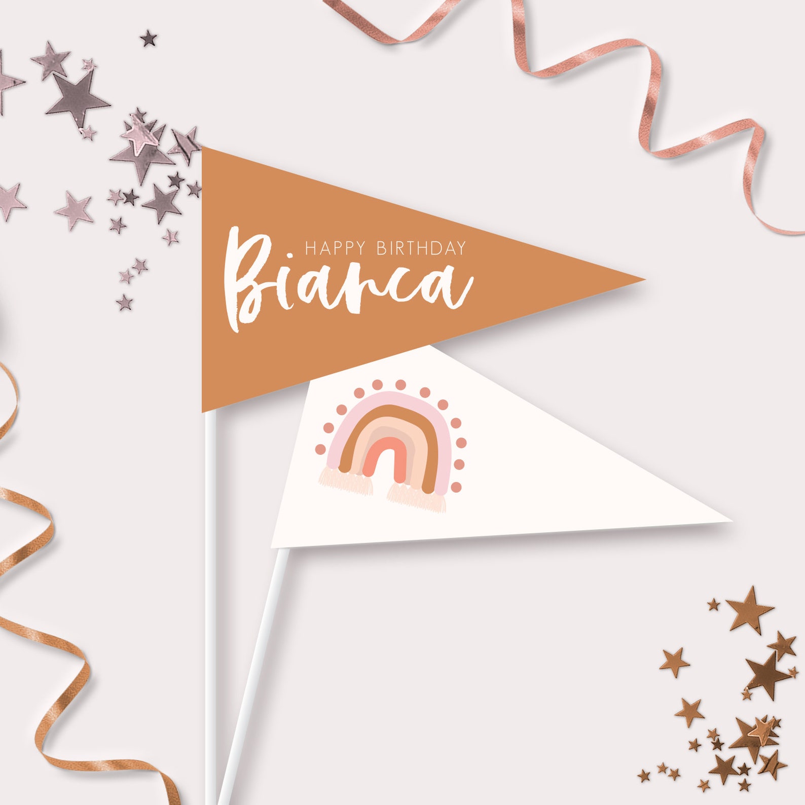 Boho Rainbow Pennant Flags Printable Personalized Vintage - Etsy