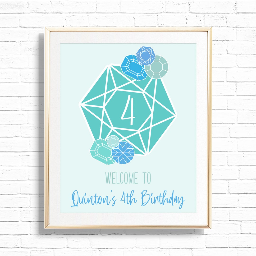 Gem Welcome Sign Printable Blue Gemstone & Jewel Birthday Party Decor ...
