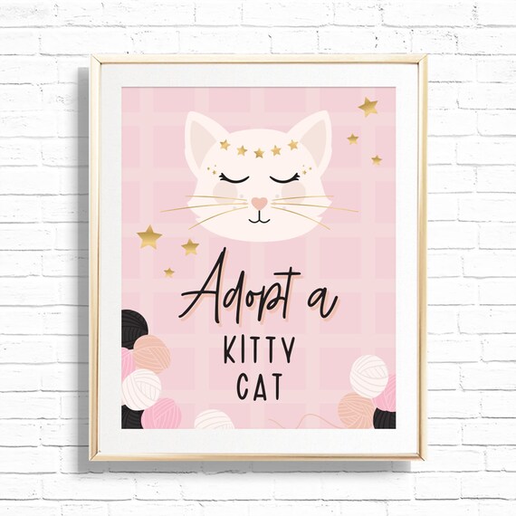 Adopt A Kitty Cat Sign Printable Pet Adoption 1st Birthday | Etsy