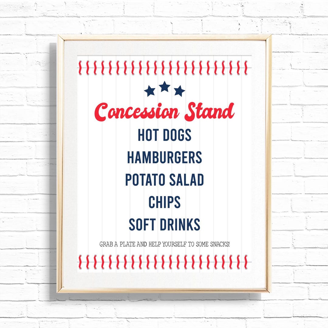 Concessions Menu Sign - Printable Baseball Rookie of the Year First ...