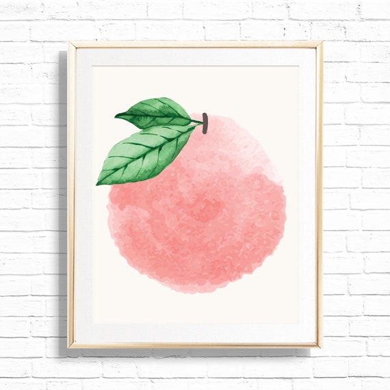 Watercolor Peach Art Print Printable Peach Nursery Decor | Etsy