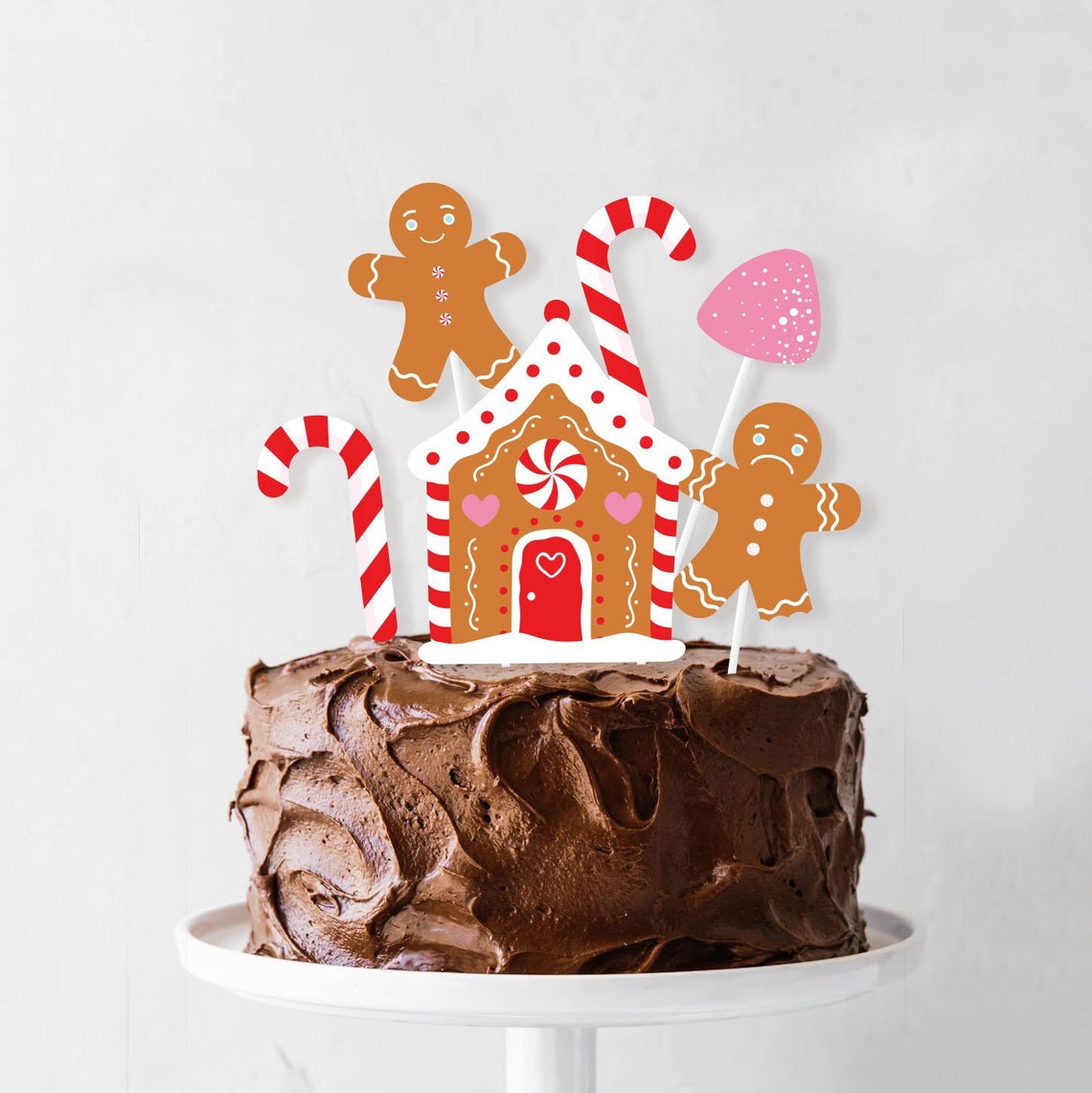 Gingerbread Cake Topper - Printable Christmas Gingerbread House Cake ...