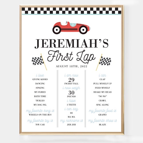 Car Milestone Poster Printable Vintage Race Car First - Etsy
