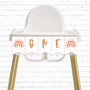 Boho Rainbow Party 1st Birthday Highchair Banner - Printable Earthy ...