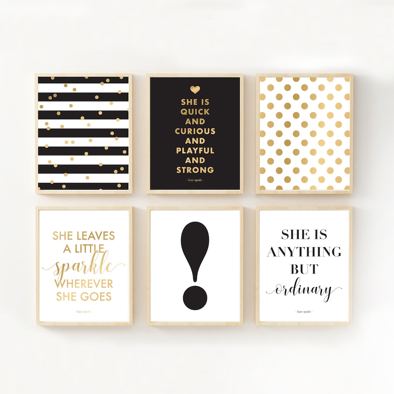 Fashion Art Print Set - Printable Gold Wall Quotes - Anything but ...
