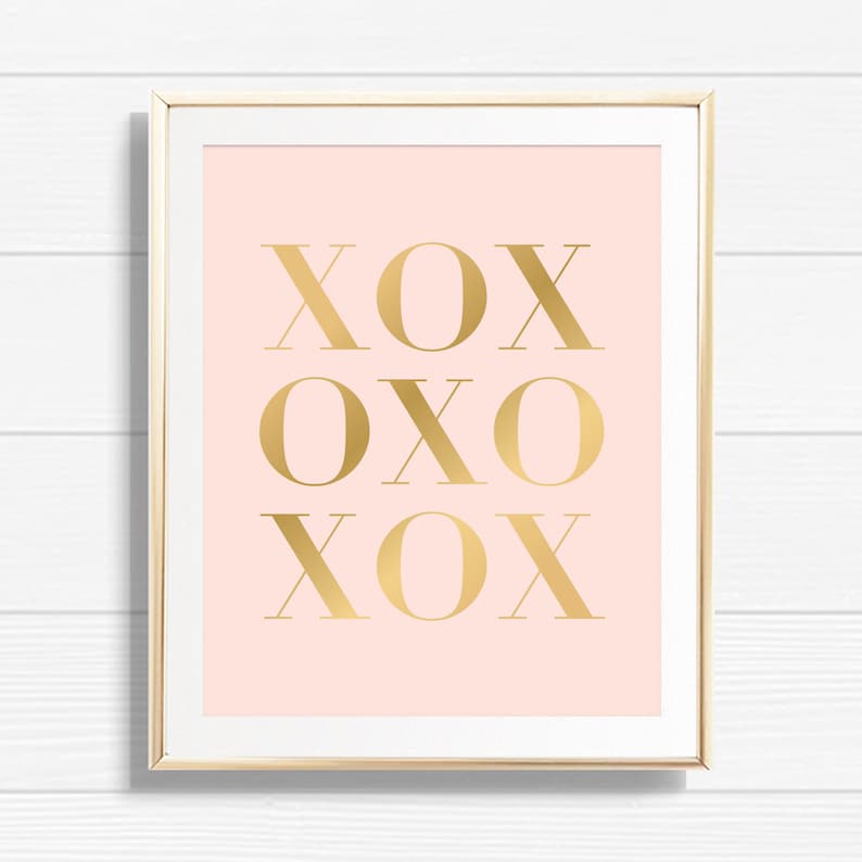 Pink XOX Art Print - Printable Hugs and Kisses Quote Beauty & Makeup ...
