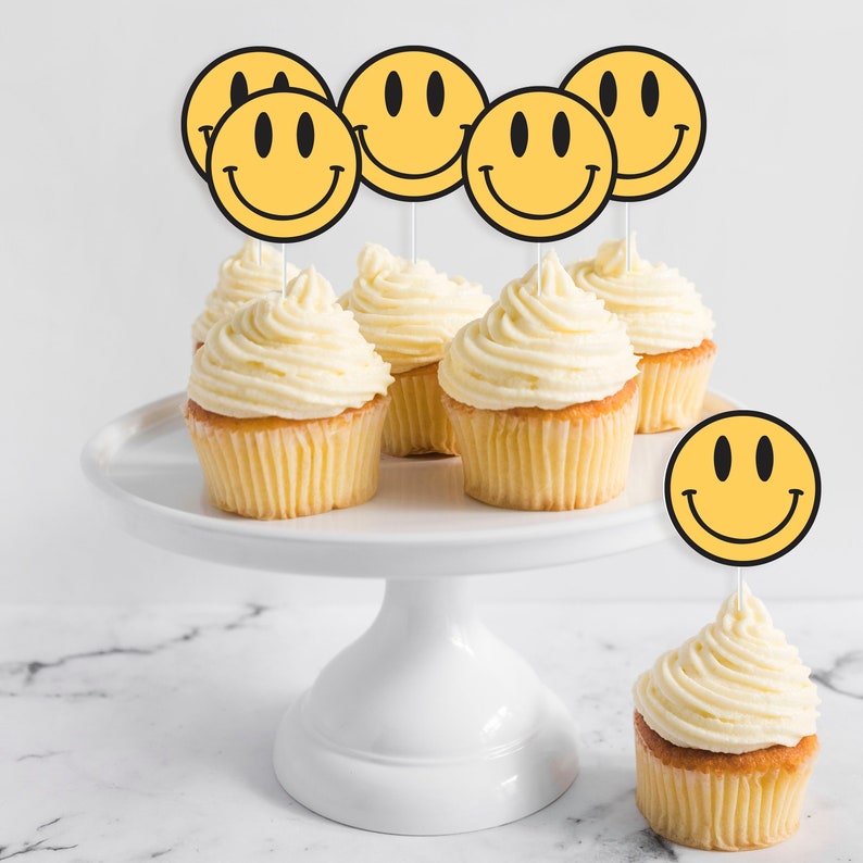 One Happy Dude Cupcake Topper Printable Smiley Face 1st - Etsy