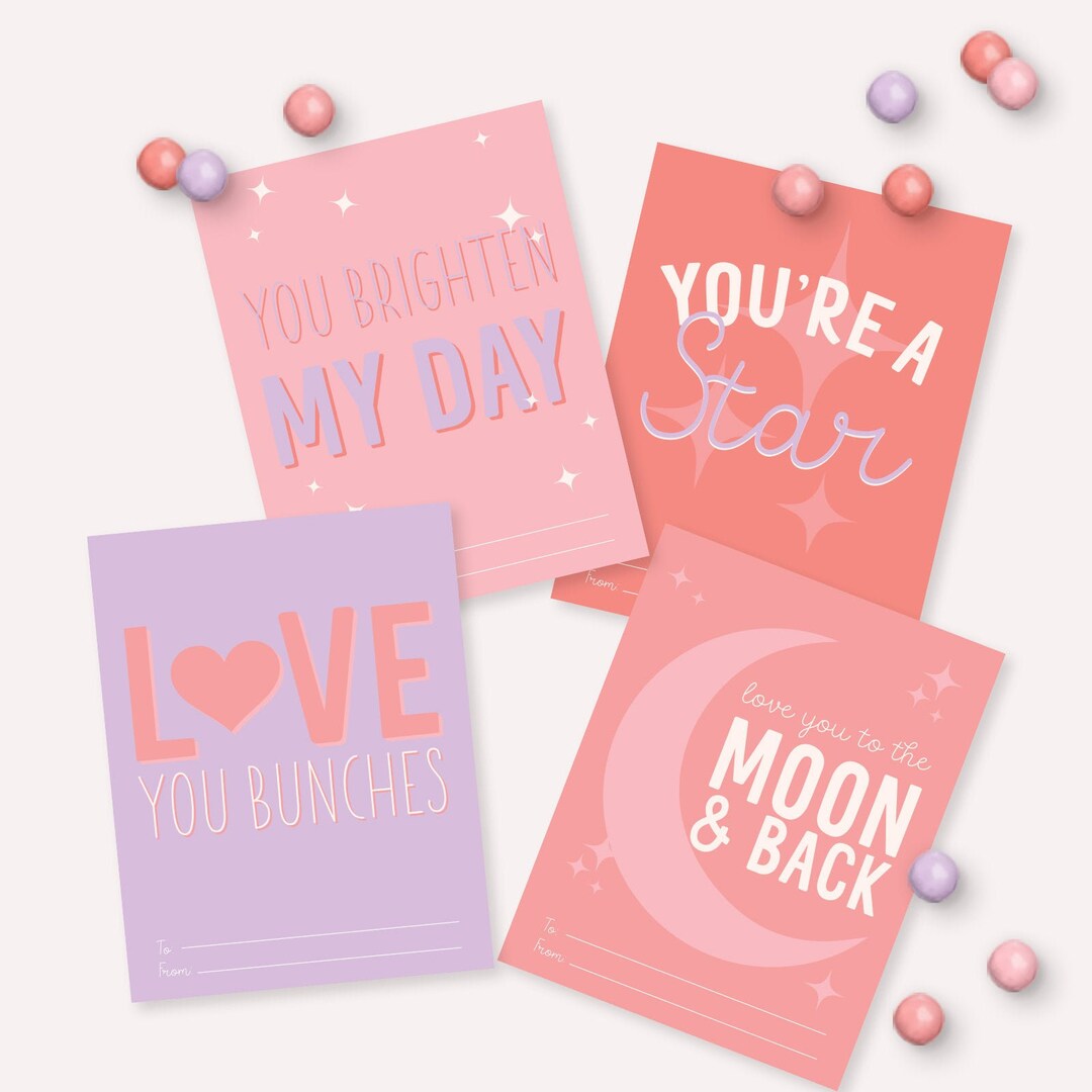 Valentine's Day Positivity Cards - Printable Pink & Purple Kids ...