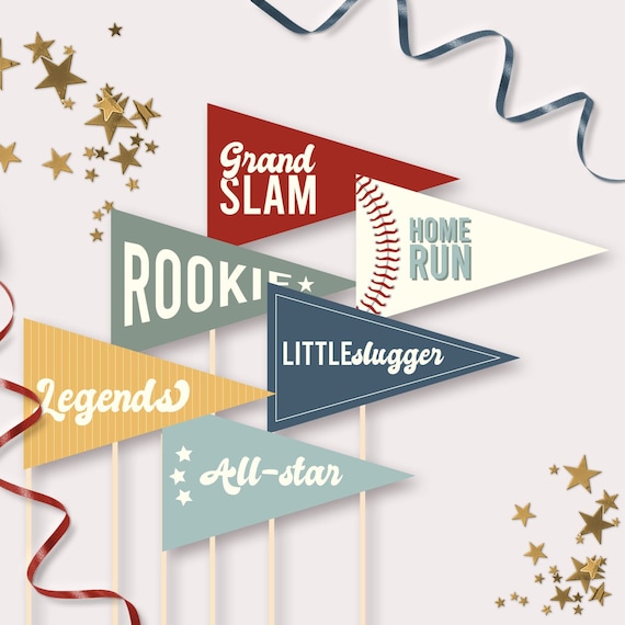 Baseball Birthday Pennant Flags Printable Baseball Party - Etsy