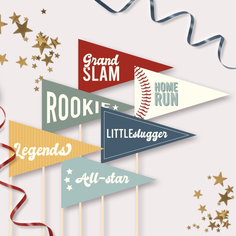 Baseball Birthday Pennant Flags Printable Baseball Party - Etsy