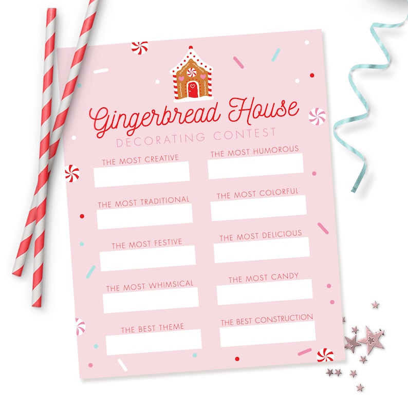 Gingerbread House Contest Printable Pink Christmas - Etsy