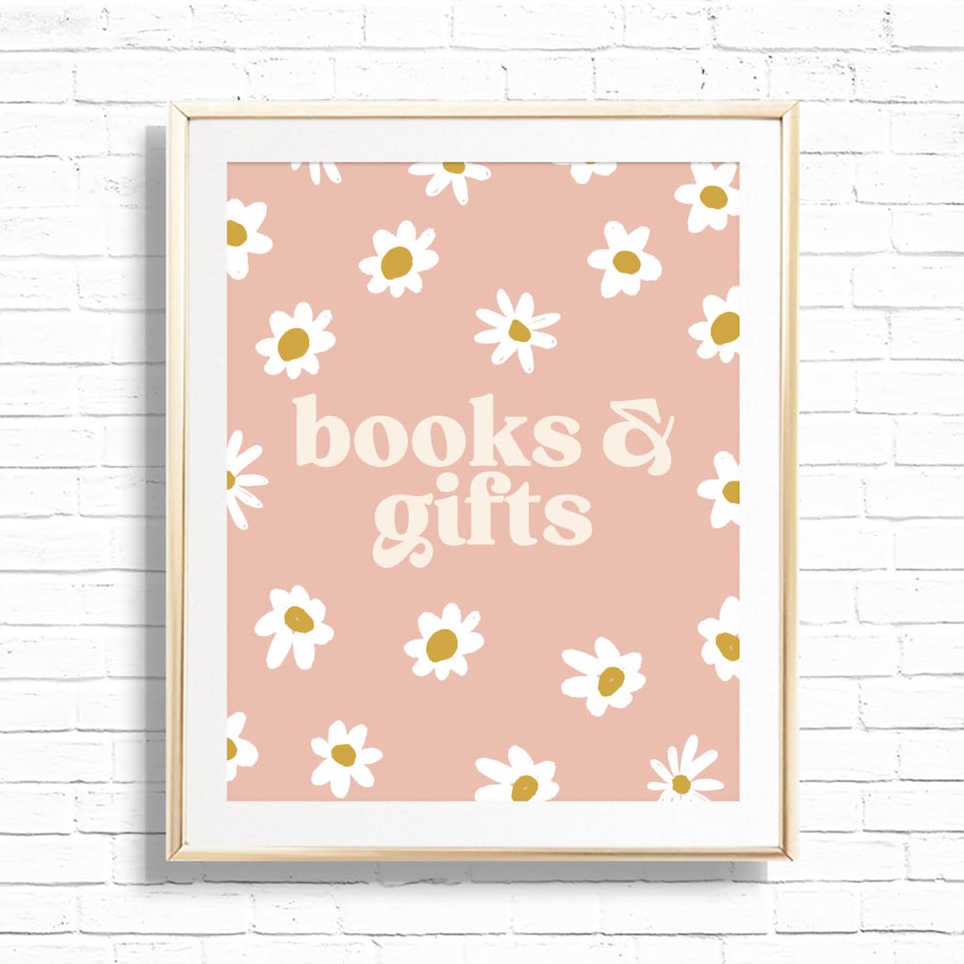 Daisy Books & Gifts Sign - Printable Boho Daisies Birthday Party Decor ...