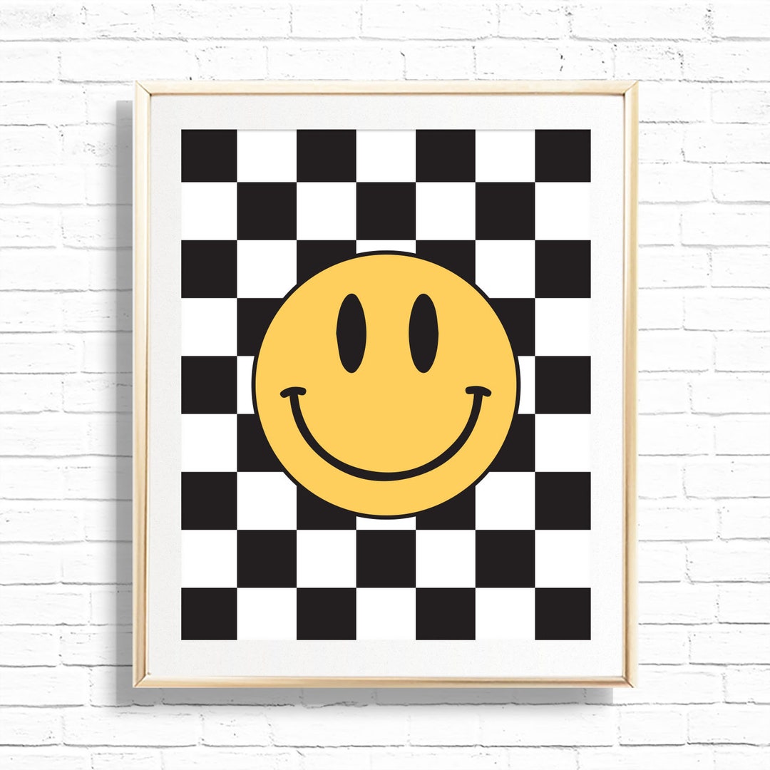 Happy Face Checkered Sign - Printable One Happy Dude Birthday Party ...
