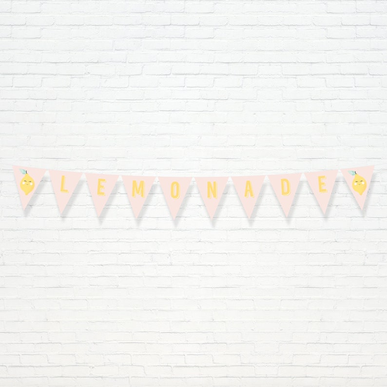 Lemonade Bunting Banner - Printable Pink Lemonade Stand Birthday Party ...
