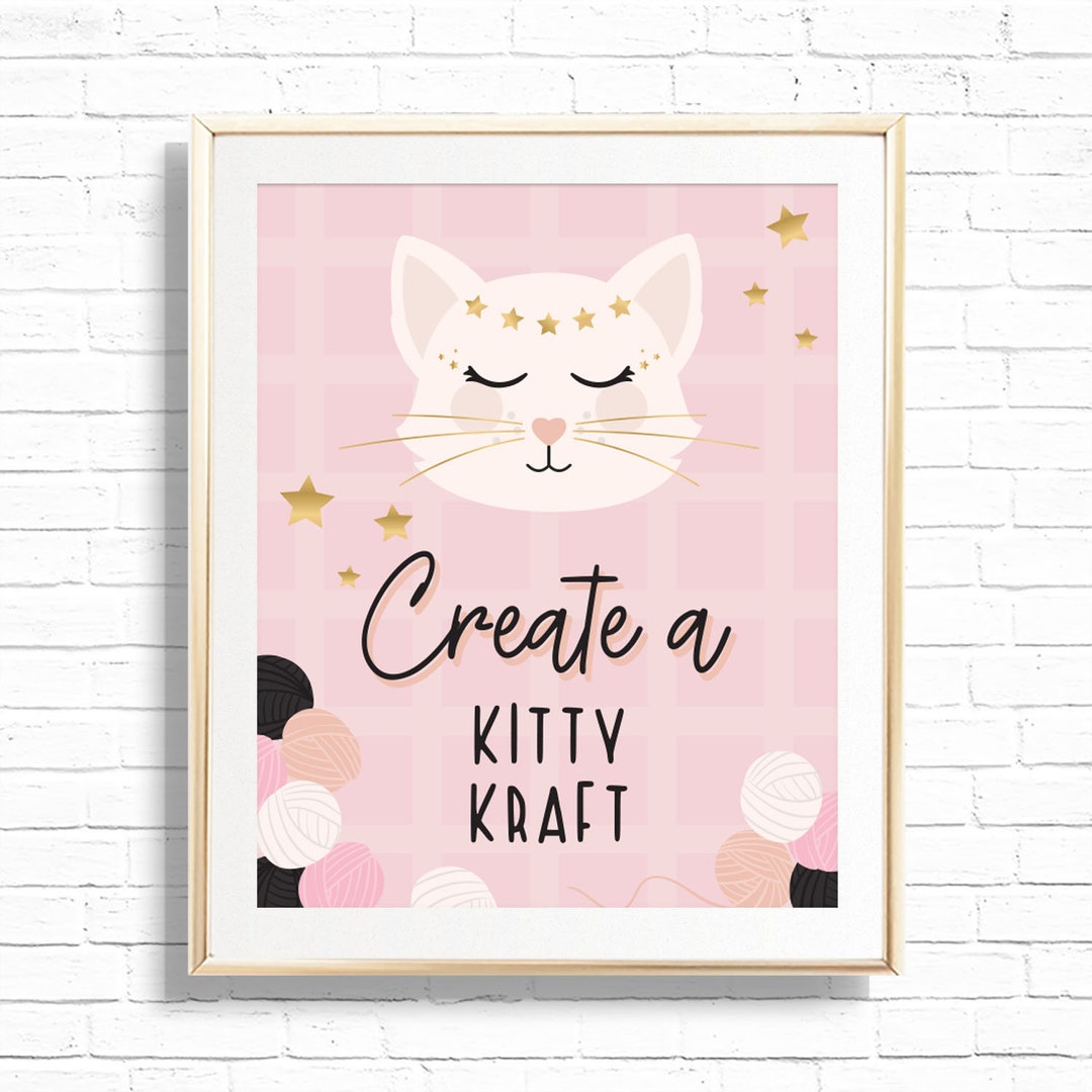 Cat Craft Sign - Printable Boho Kitty Cat Create A Kitty Kraft 1st ...