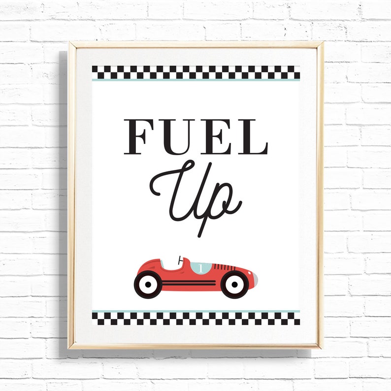 Car Sweets & Treats Sign Printable Vintage Race Car Fuel up - Etsy