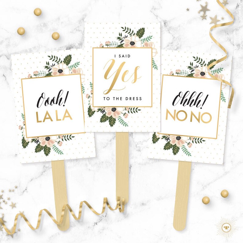 Say YES to the Dress Signs Floral & Gold Polka Dots | Etsy