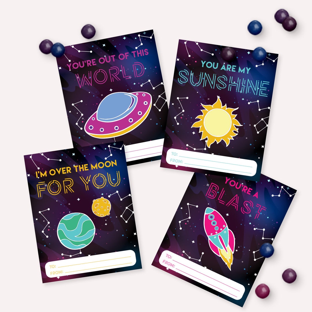Valentine's Day Outer Space Cards - Printable Out of This World Kids ...