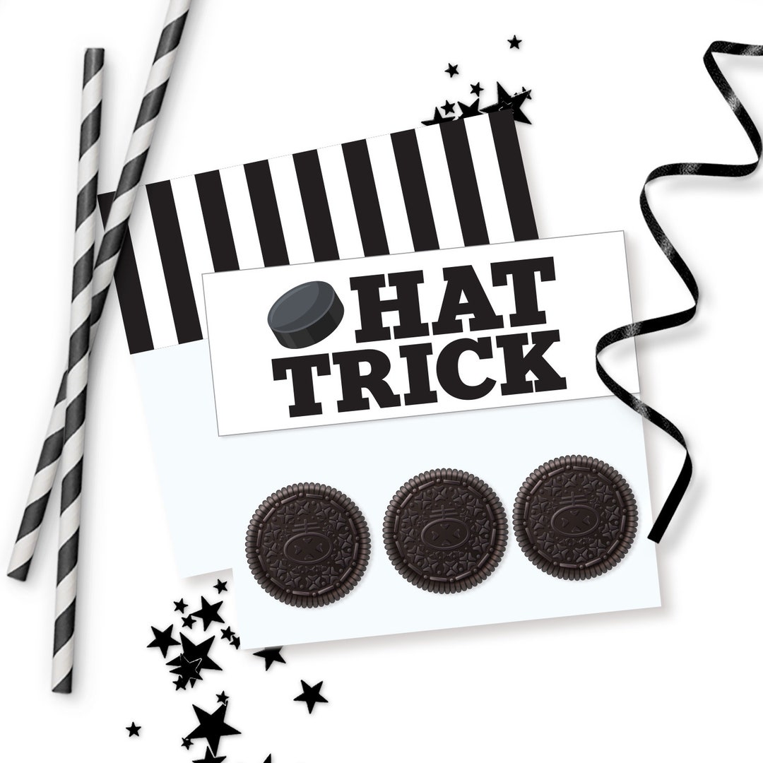Hat Trick Treat Bag - Printable Ice Skating Hockey Puck Snack Bag Tag ...