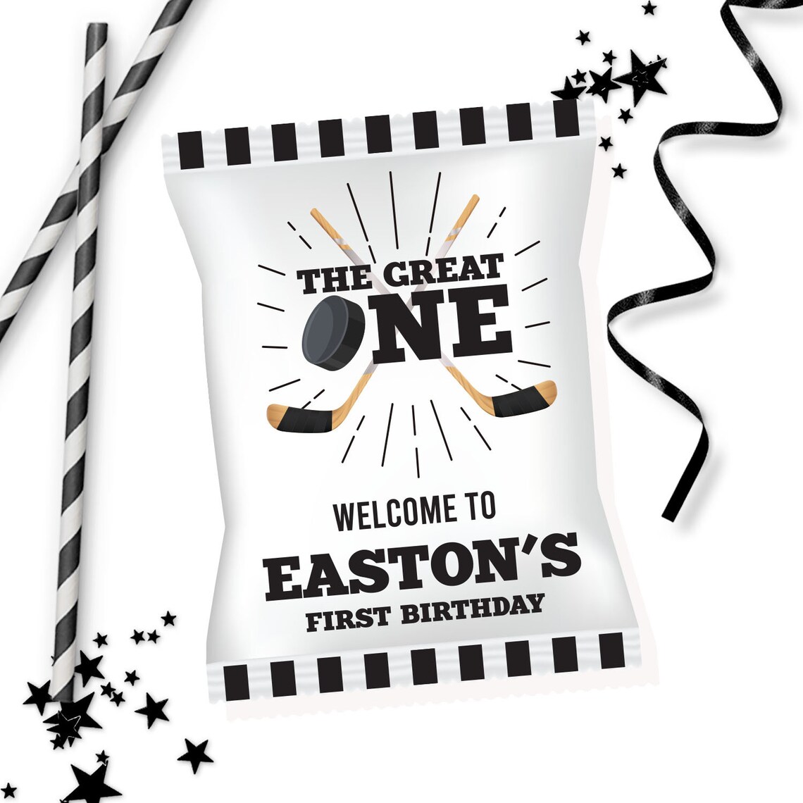 Hockey Chip Bag - Printable the Great One 1st Birthday Party Snack ...