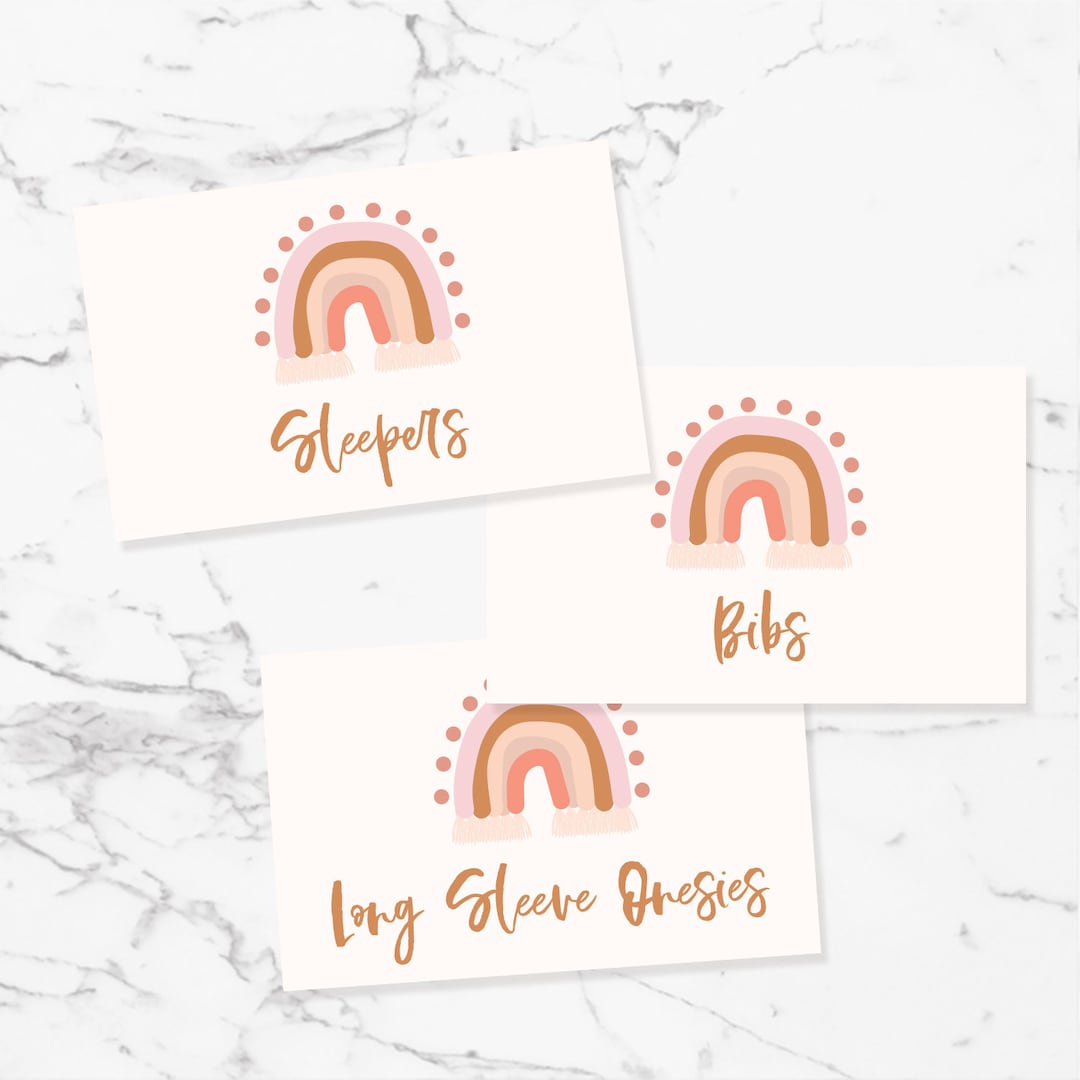 Boho Rainbow Nursery Drawer Labels - Printable Boho Baby Closet ...