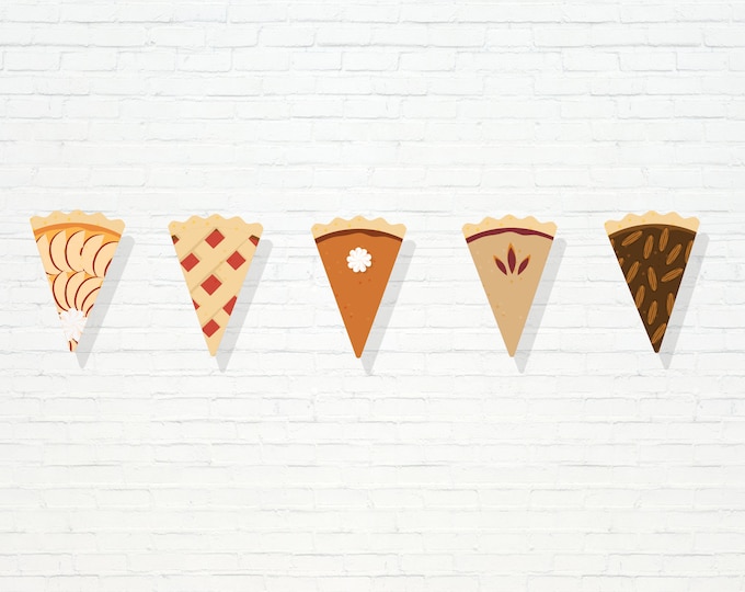 Felt Cherry, Apple and Pumpkin Pie Banner Bunting Garland Thanksgiving ...