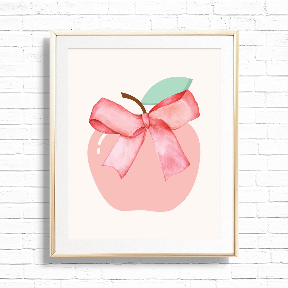 Pink Apple Print Printable Back to School Pink Apple With - Etsy