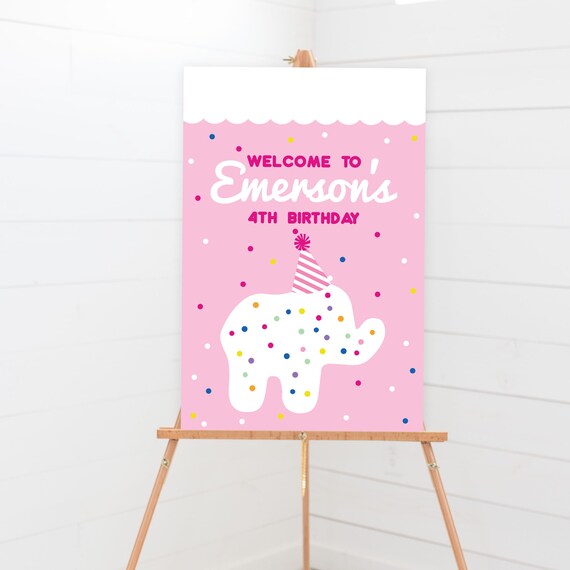 Circus Animal Cracker Welcome Sign Printable Pink Frosted | Etsy