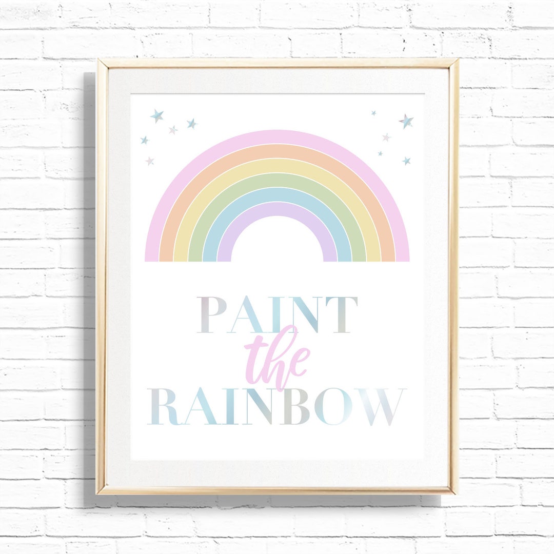 Rainbow Party Sign - Printable Pastel and Iridescent Rainbow Birthday ...